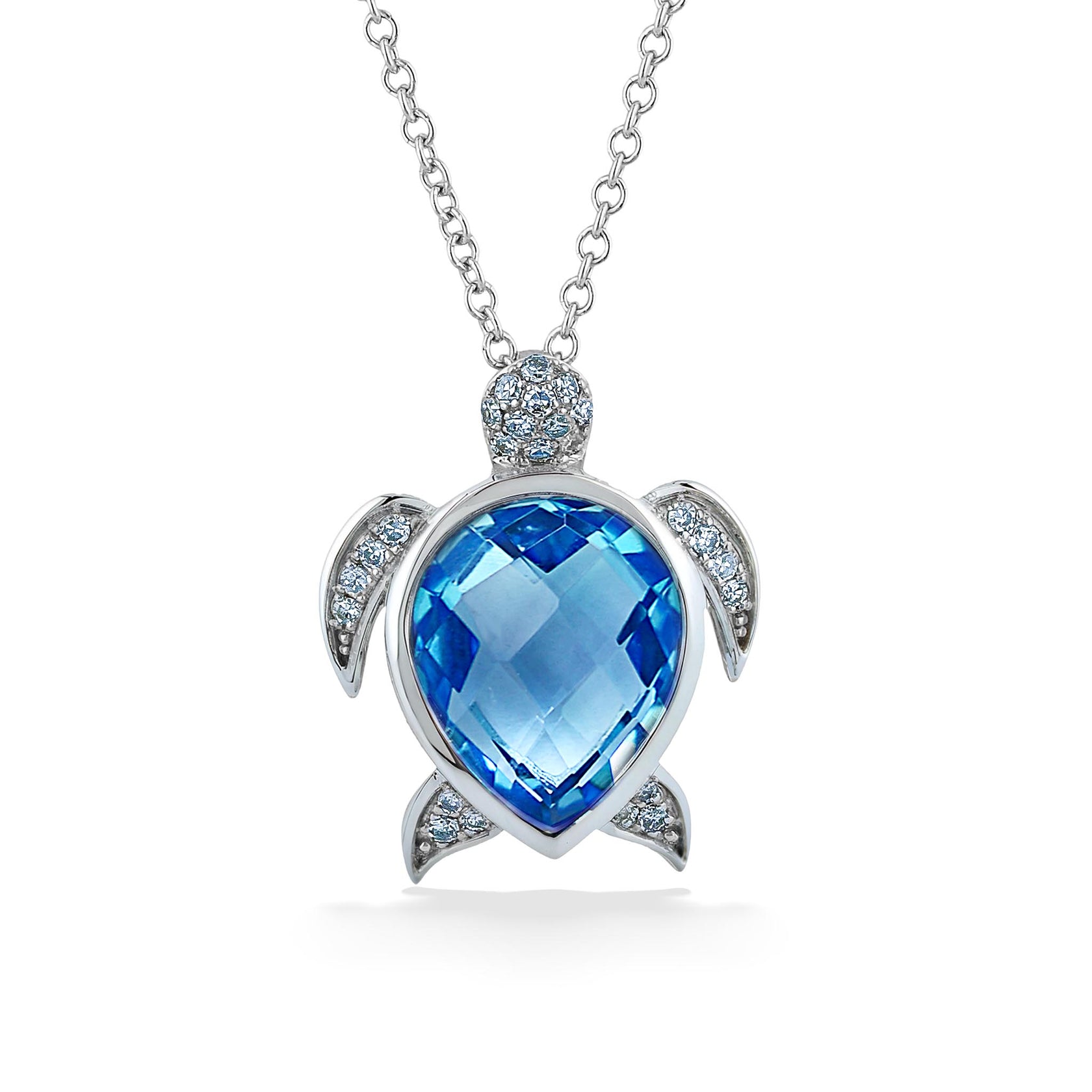 Effy Sea Turtle Pendant – Blue Topaz Pendant – Na Hoku