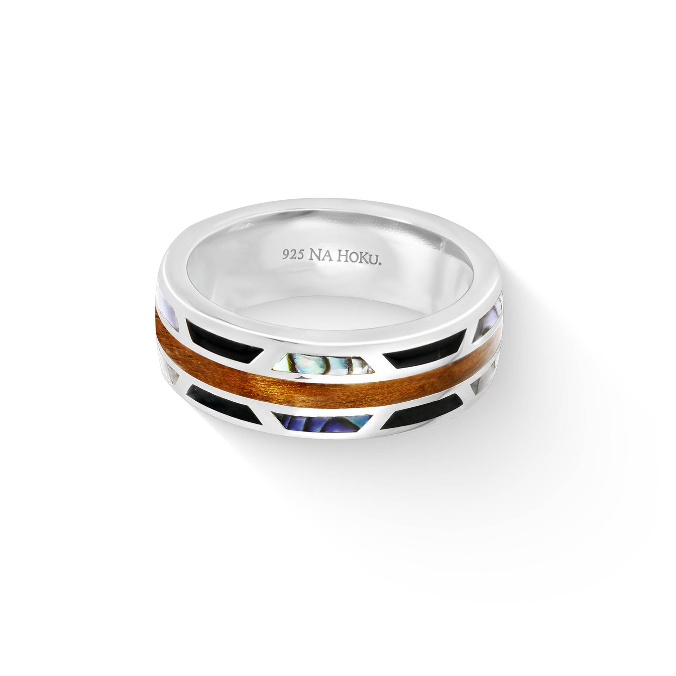 Abalone, Koa Wood and Enamel Band, Size 12 – Na Hoku