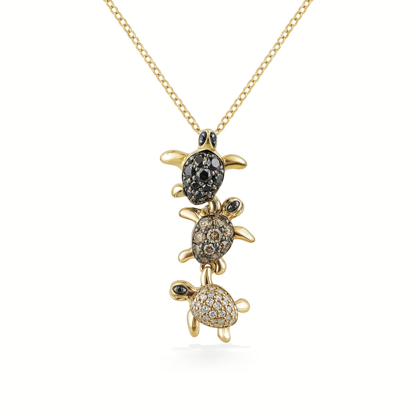 Effy Three Turtle Pendant – Multi–Color Diamonds – Na Hoku