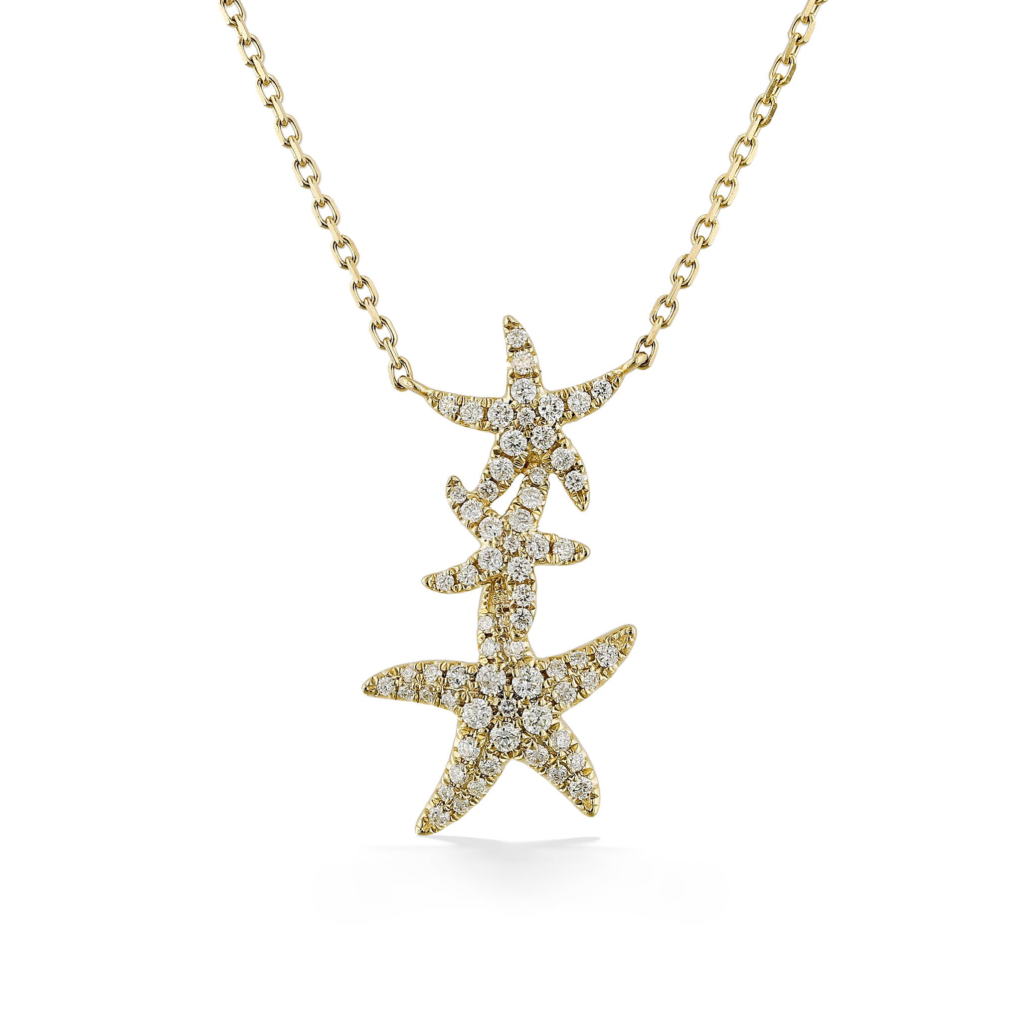 Effy Three Starfish Diamond Necklace–14K Yellow Gold–Na Hoku