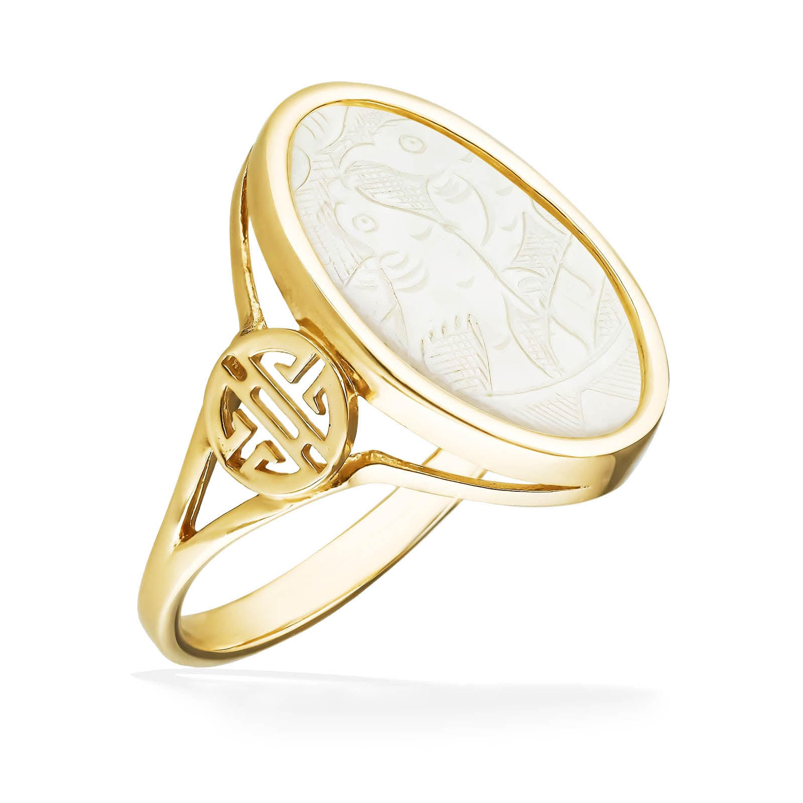 Long Life Oval Mother of Pearl Gaming Counter Ring, Size 7 – Na Hoku