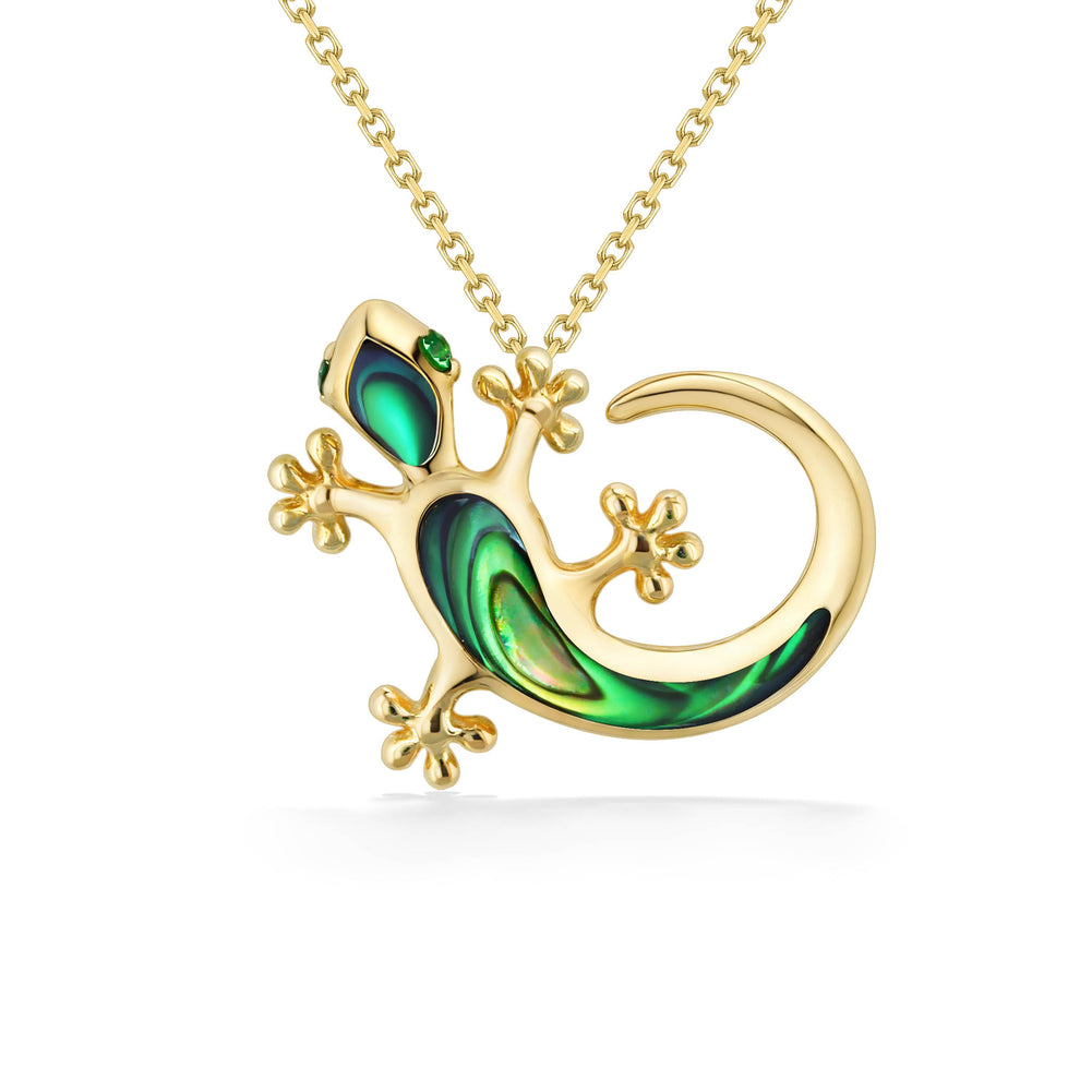 Hawaiian Gecko Abalone Inlay and Tsavorite Pendant – Na Hoku